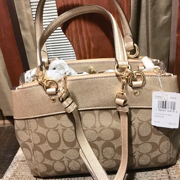 Coach | Bags | New Coach Small Tote Pink Brown Gold | Poshmark